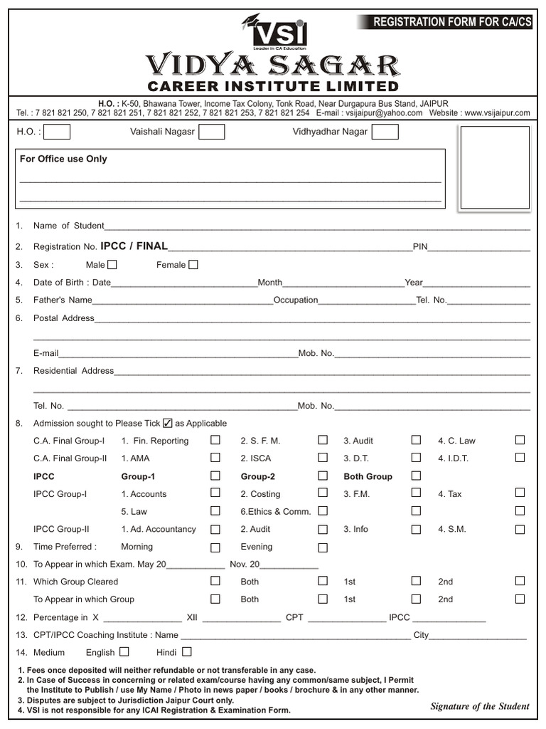 Registration Form IPCC CA | PDF | Government | Payments