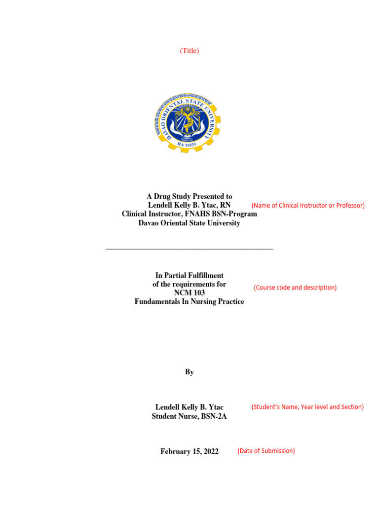 Drug Study Format | PDF | Science & Mathematics