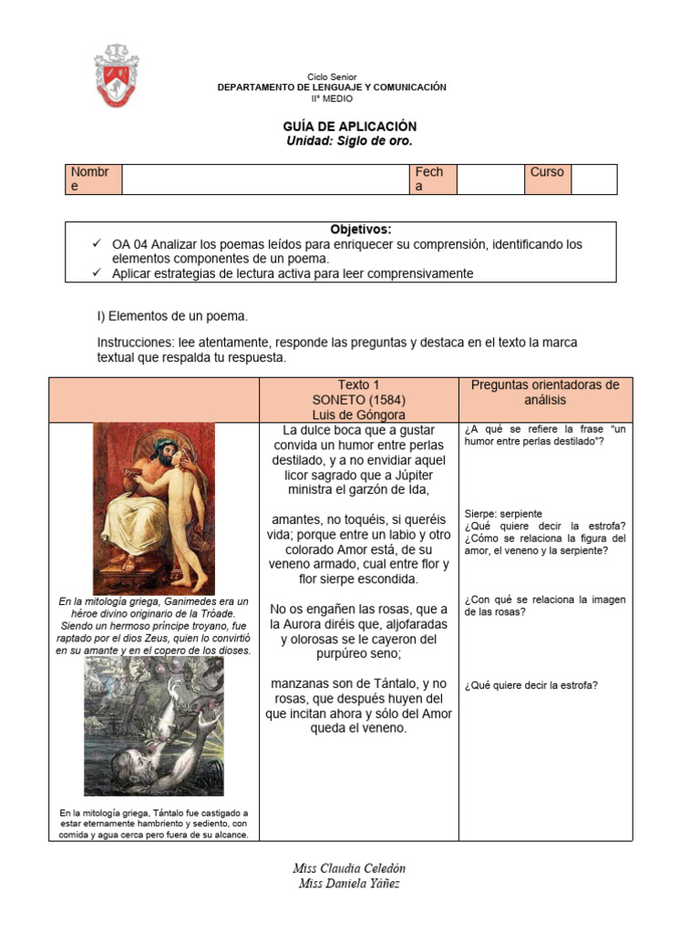 Análisis de Poemas del Siglo de Oro | PDF