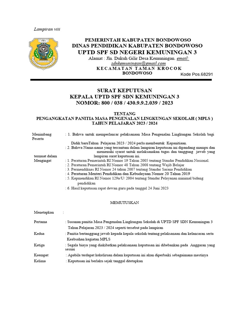 Susunan Kepanitiaan Mpls 2024 | PDF