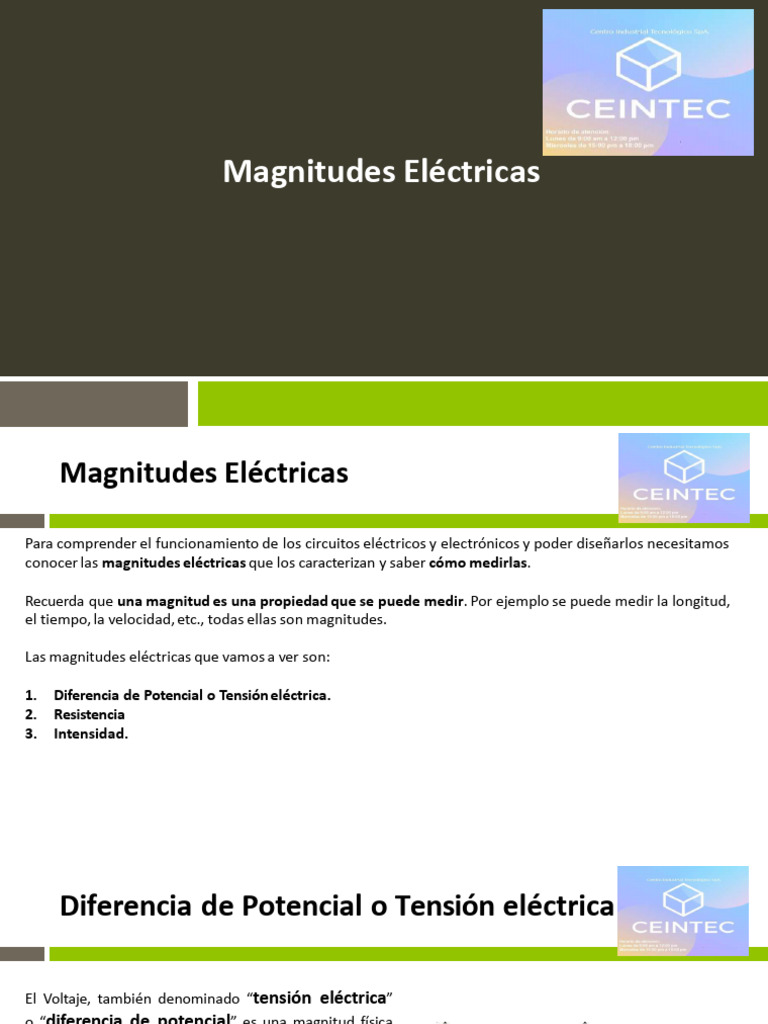 2 Magnitudes Electricas | PDF | voltaje | Resistencia Eléctrica y ...