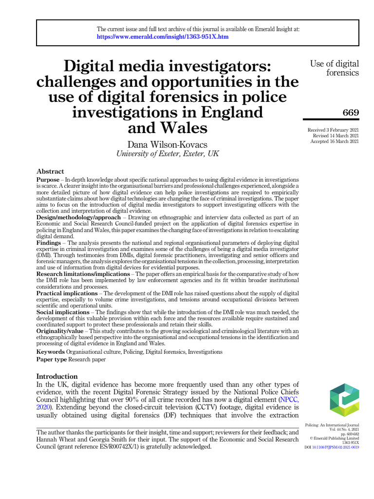 Digital Media Investigators Challenges and Opportunities in The Use of ...
