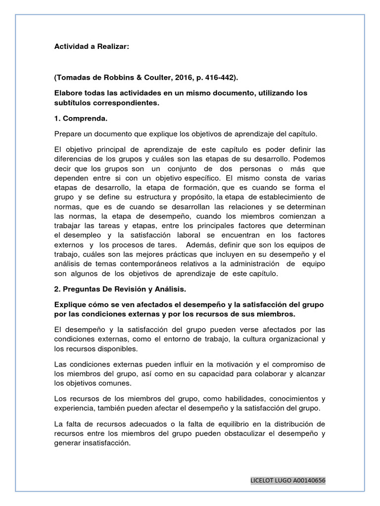 Unidad 4 Actividad 3 Los Grupos y Los Equipos de Trabajo Licelot Lugo Contreras | PDF ...