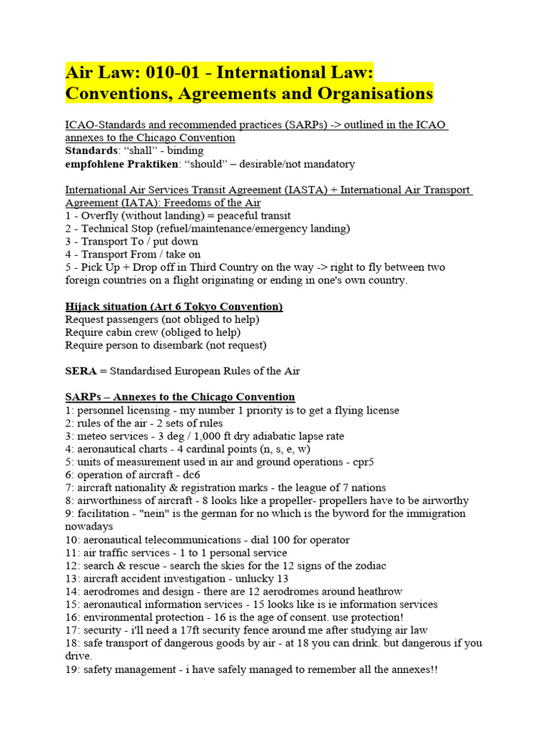 01 - Air Law Summary | PDF | Instrument Flight Rules | Transport