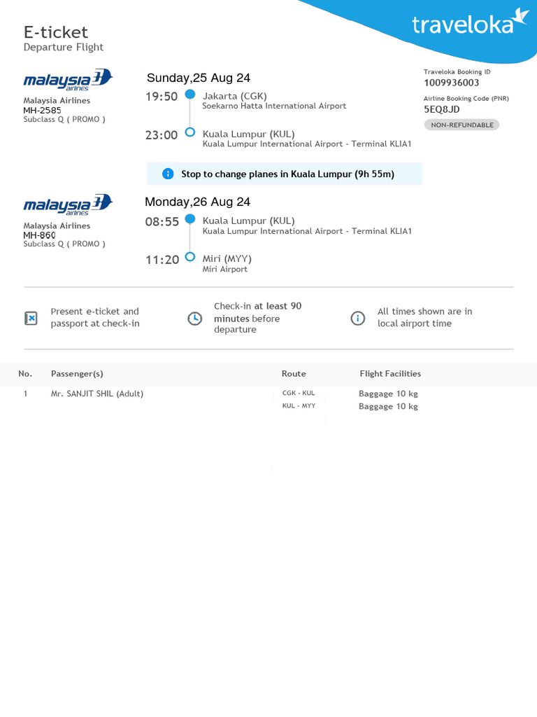Sanjit CGK 5EQ8JD MYY FLIGHT - ORIGINATING | PDF | Airport | Aviation