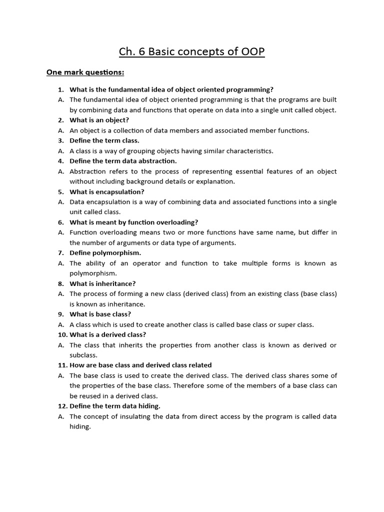 Basic Concepts Of Oop Pdf Object Oriented Programming Inheritance Object Oriented