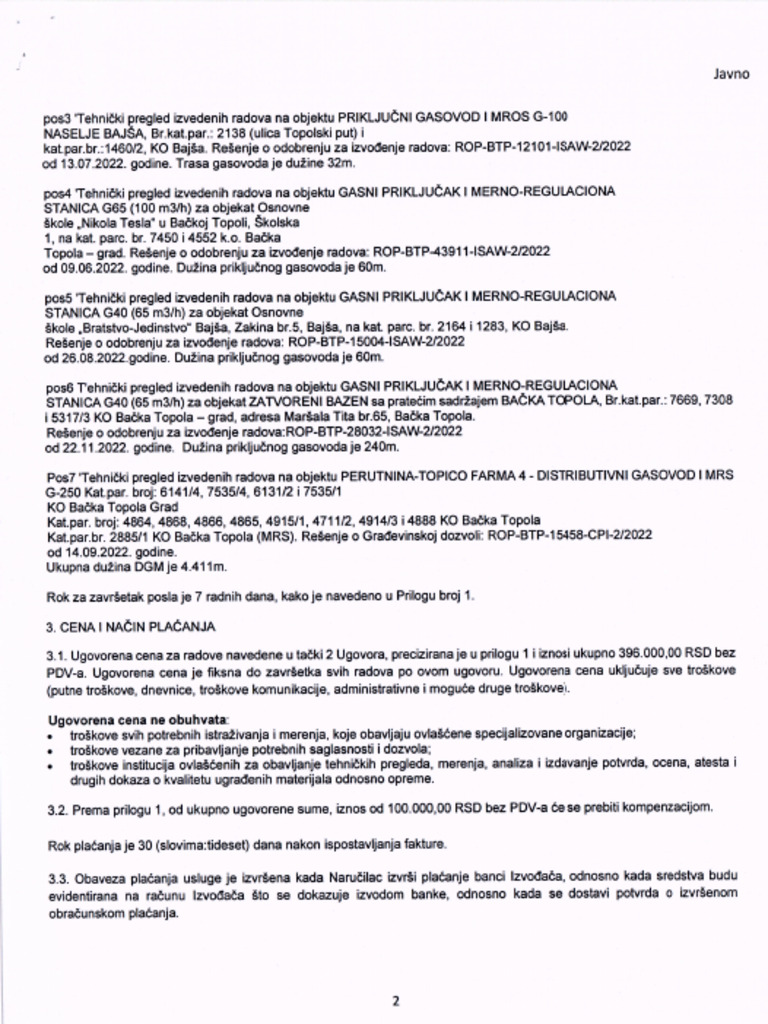 Ugovor BeoGas SM Ing Backa Topola-2 | PDF