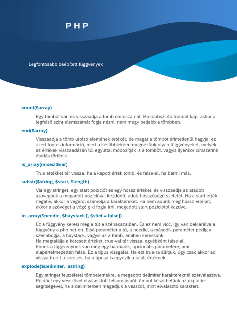 Legfontosabb PHP Fuggvenyek | PDF