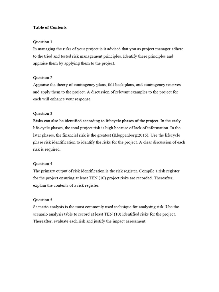 Managing Project Risk (Project Risk Management) | PDF | Risk | Risk ...