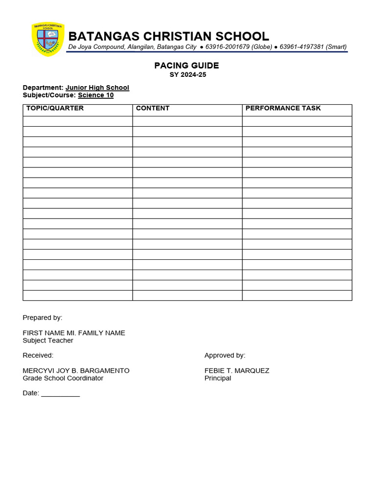 Science 10 Pacing Guide 2024-25 | PDF