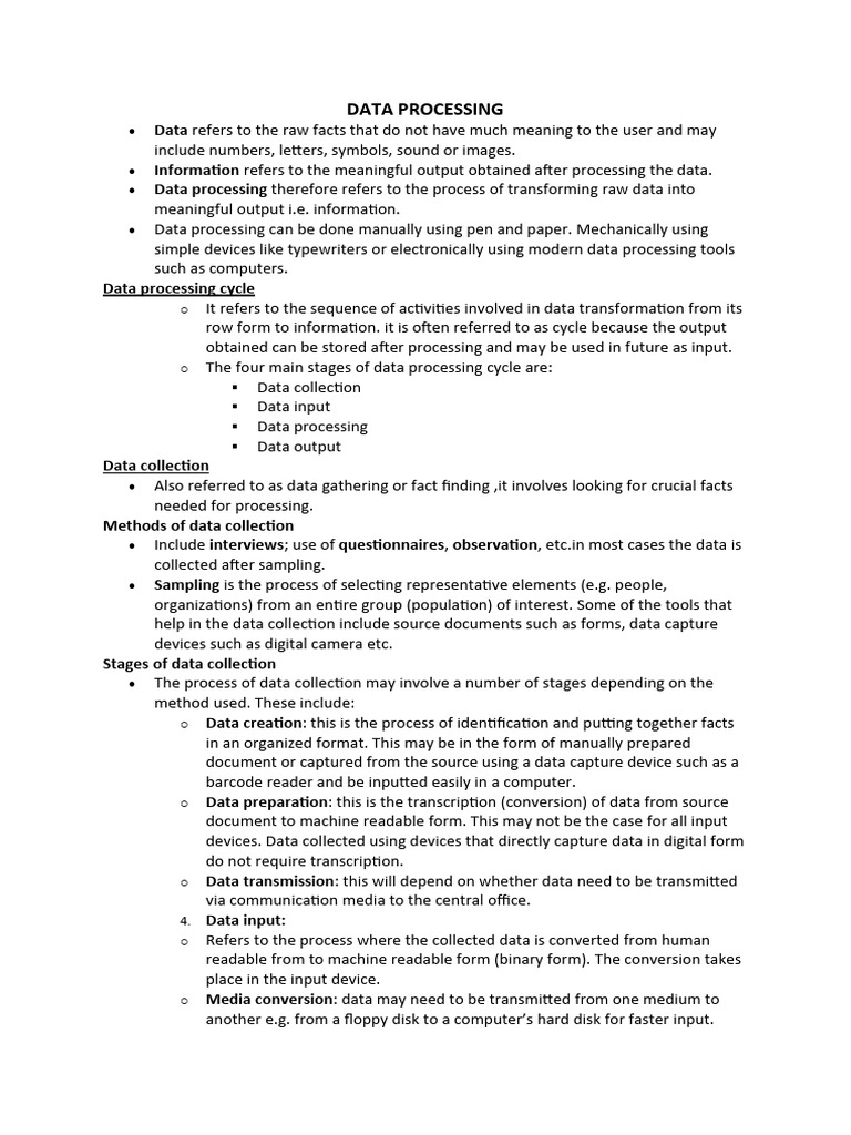 Data Processing Pdf Computer File Computer Data Storage 4634