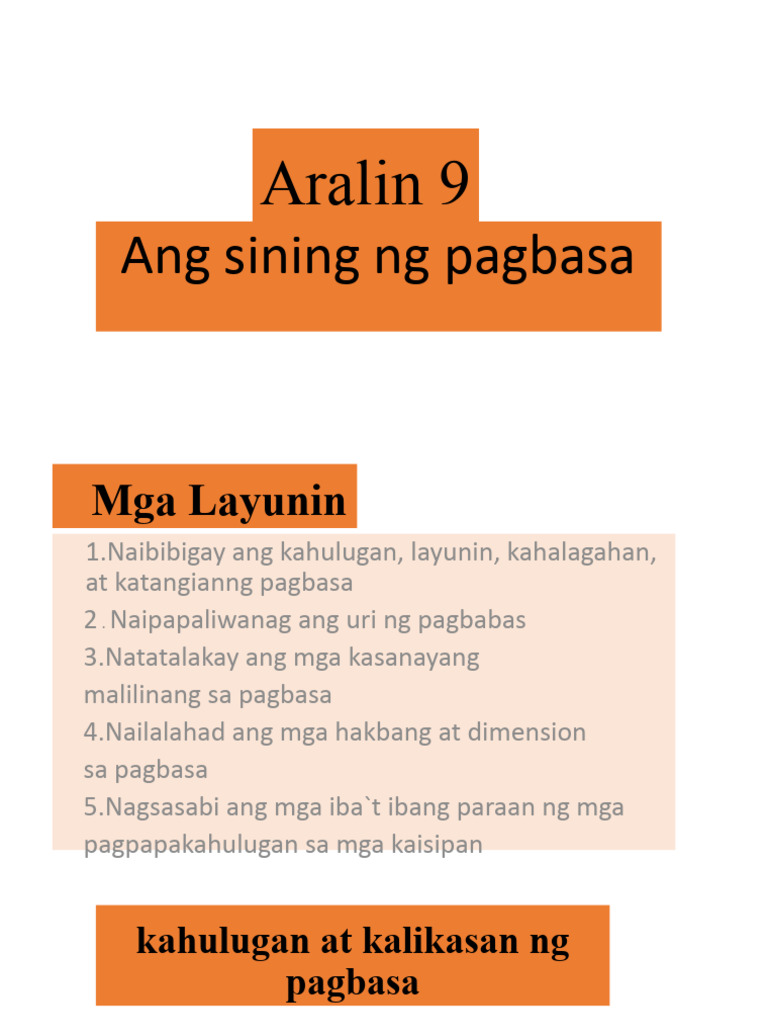 Ang Sining NG Pagbasa - Report | PDF