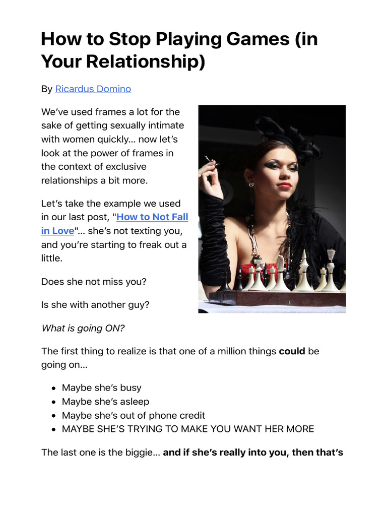 How to Stop Playing Games (in Your Relationship) | PDF