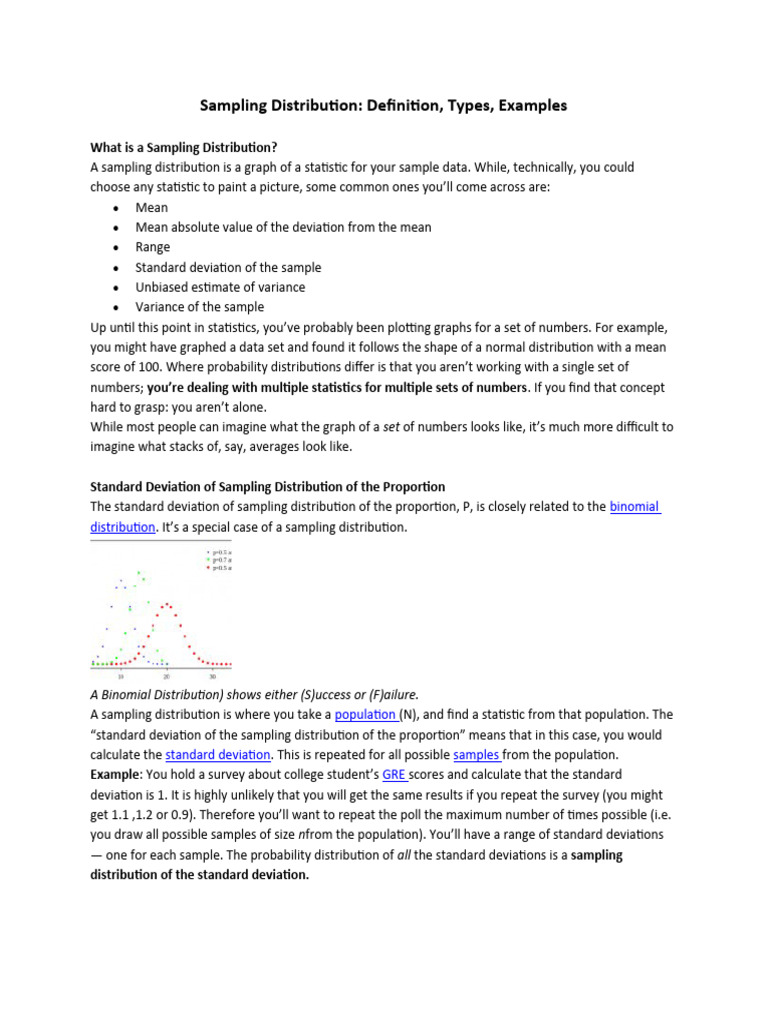 Sampling Distribution | PDF | Standard Deviation | Variance