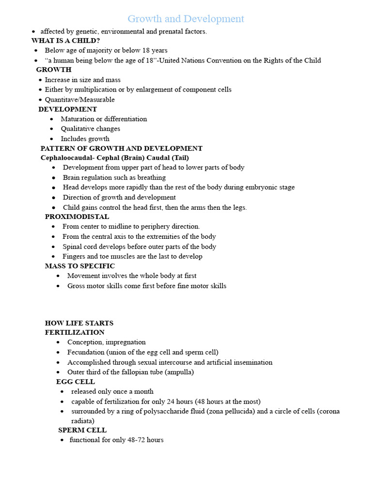 Child Care Notes | PDF | Fetus | Fertilisation
