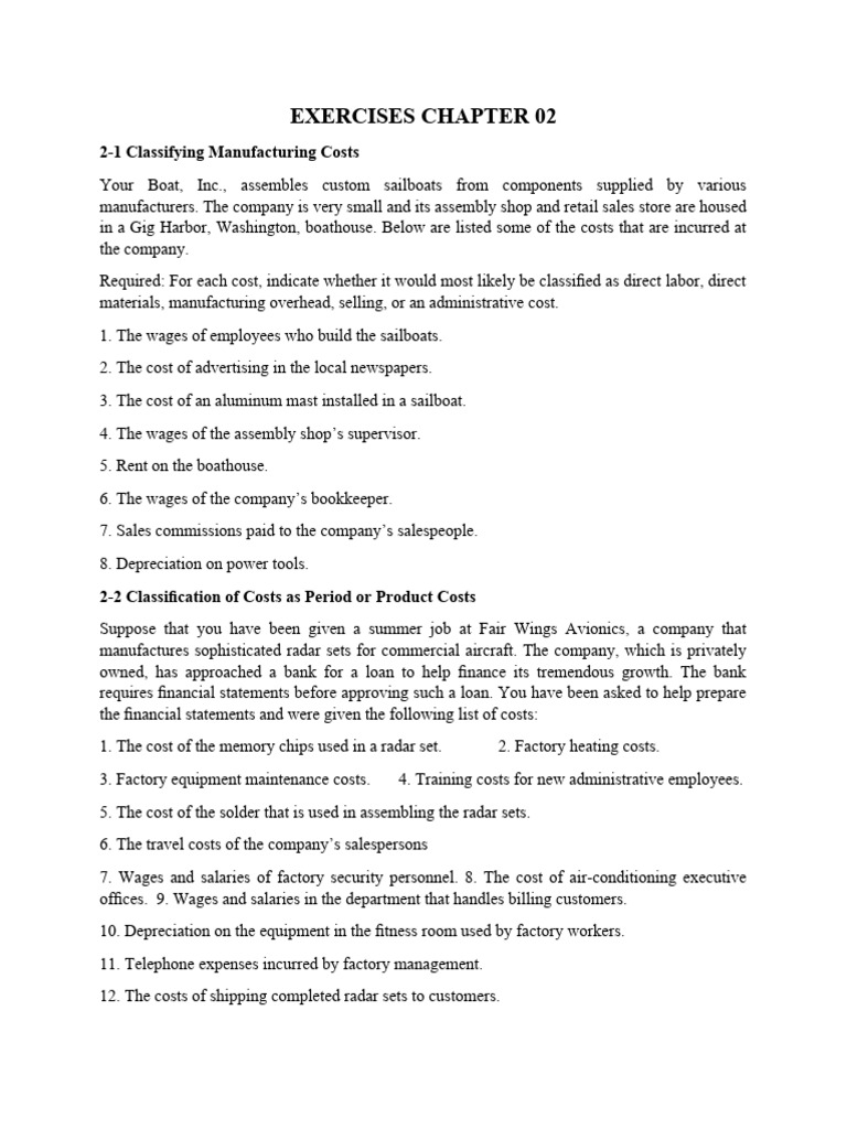 Exercises Chapter 02 | PDF | Inventory | Cost Of Goods Sold