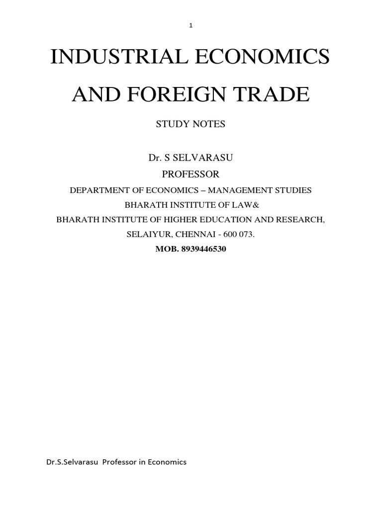 Industrial Economics and Foreign Trade - Study Notes-29.11.21 | PDF ...