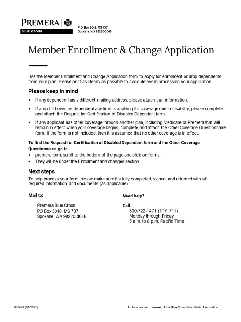 Premera Small Group EE Enrollment Form | PDF | Race And Ethnicity In ...