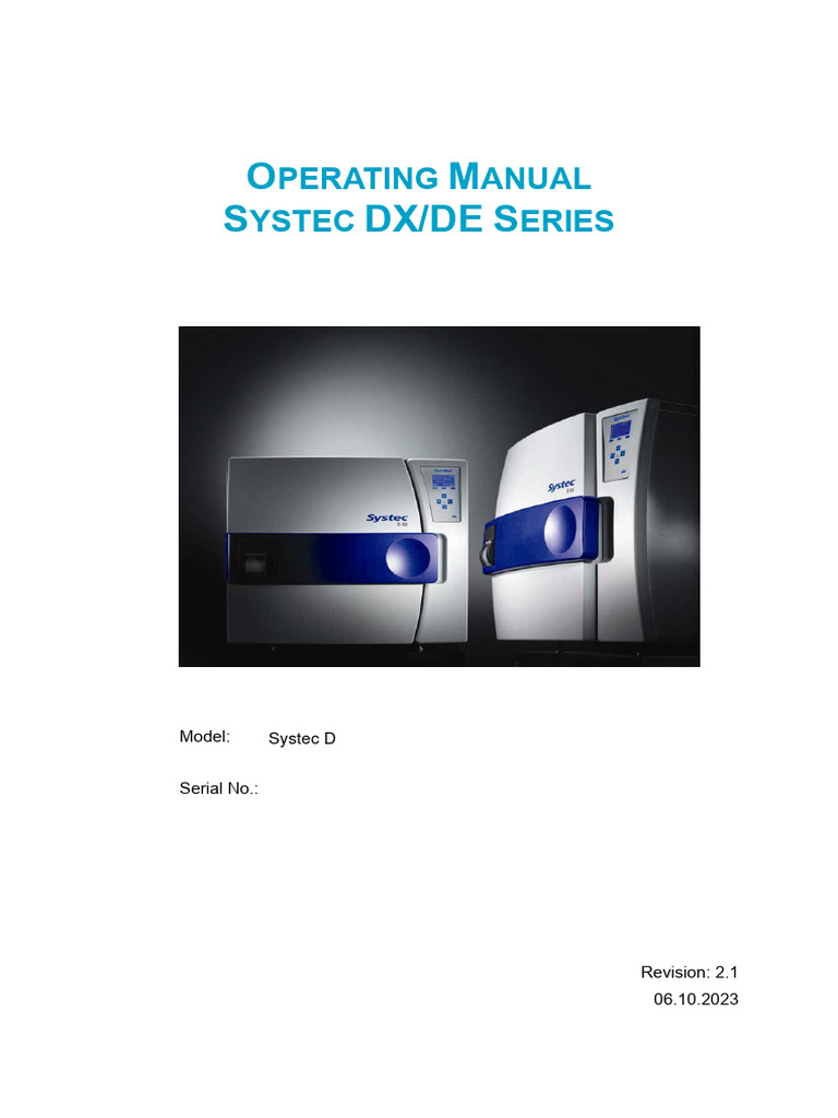 Systec DX/DE Series Autoclave Manual | PDF | Sterilization ...