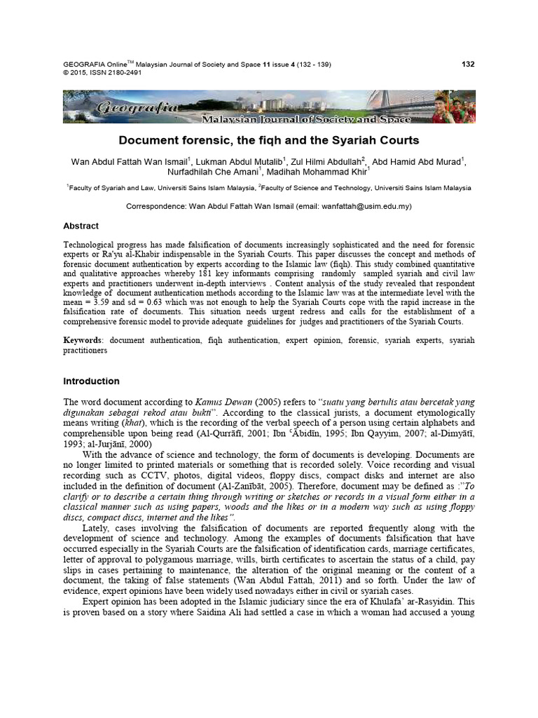 Forensic Document Authentication in Syariah Courts | PDF | Expert ...