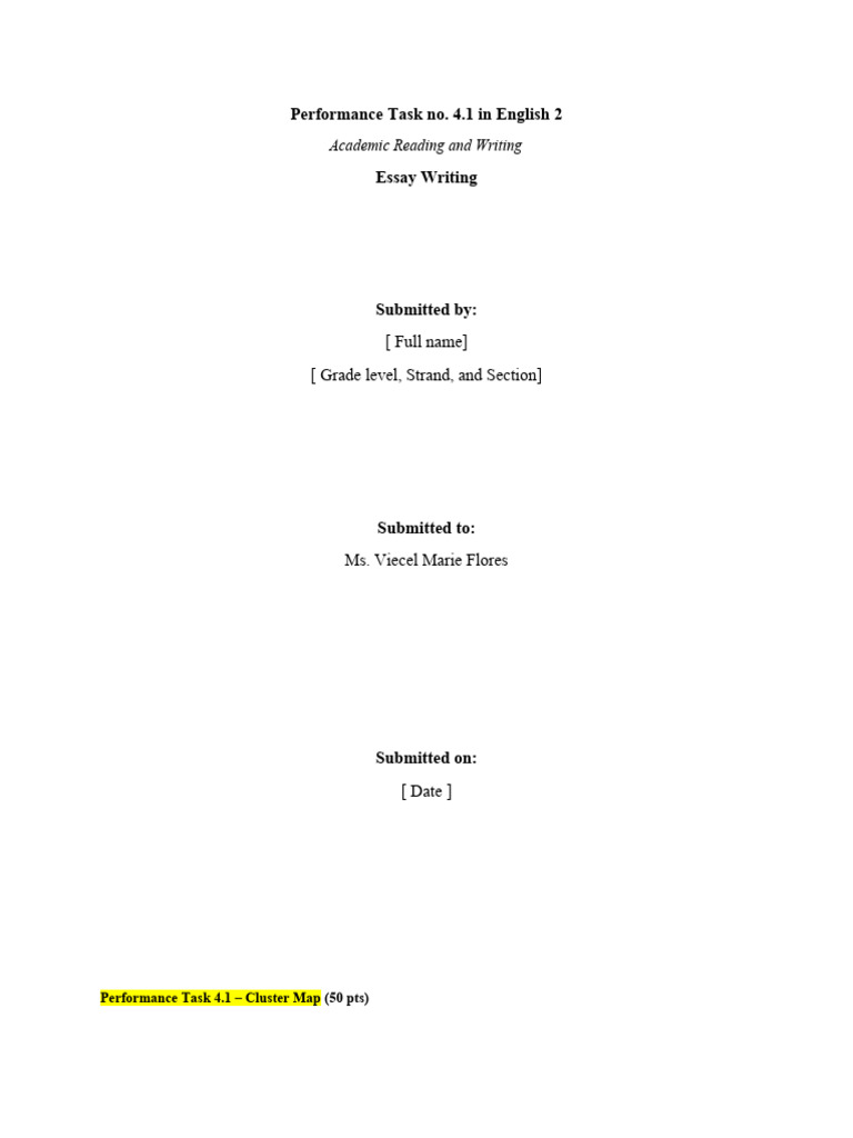 ENG 2 4th Quarter PERFORMANCE TASKS 1 | PDF | Critical Thinking | Essays