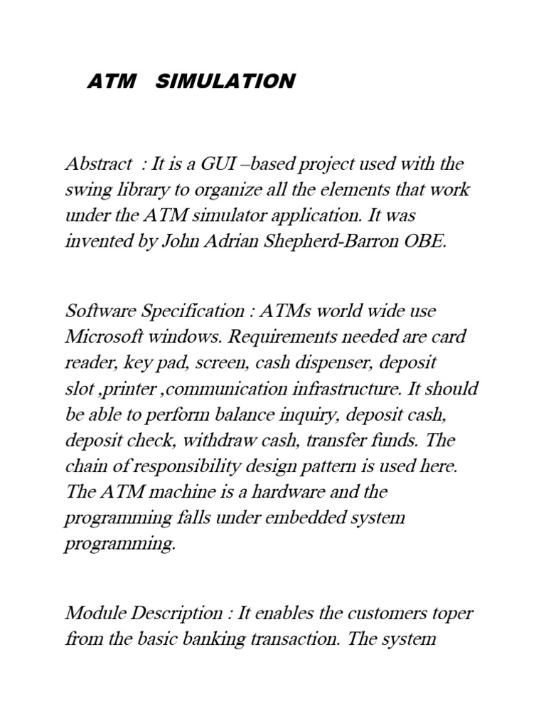 ATM SIMULATION.md | Download Free PDF | Automated Teller Machine ...