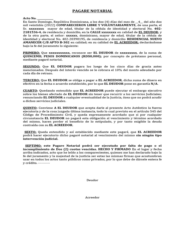 Pagare Notarial | PDF