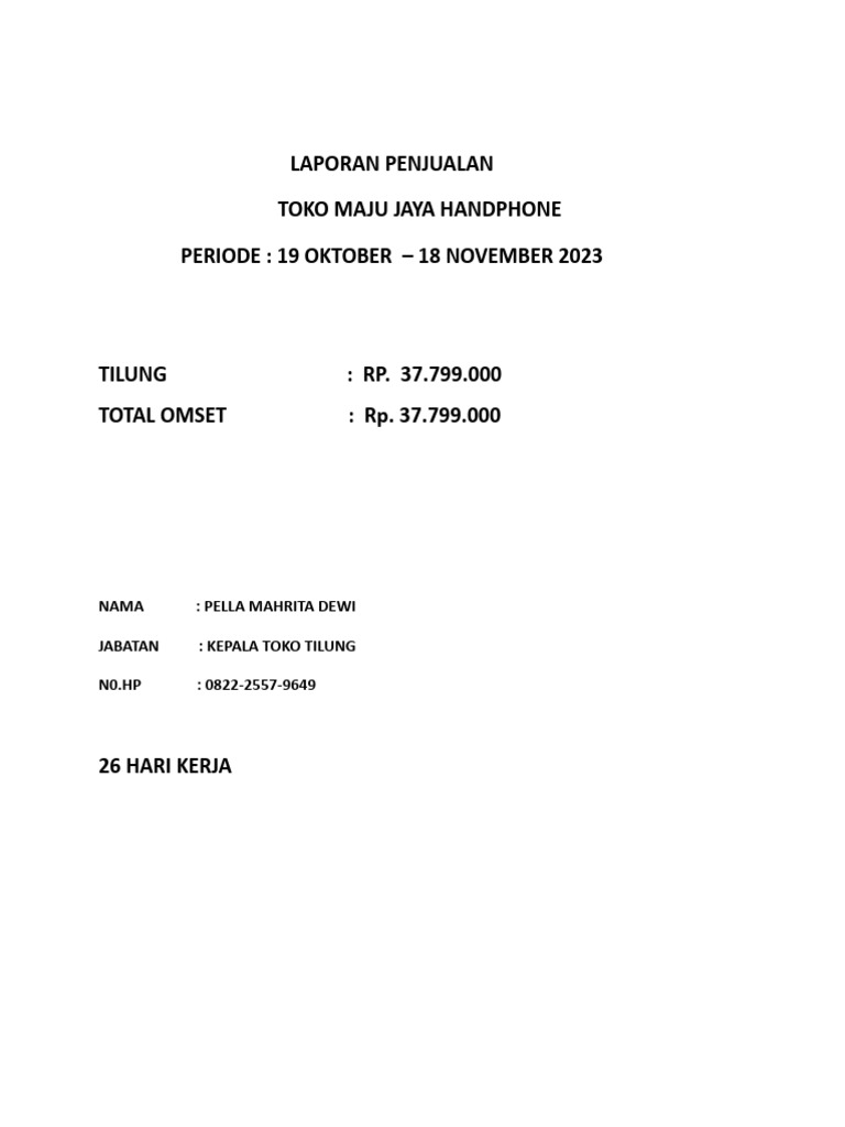 Laporan Omset Pella | PDF