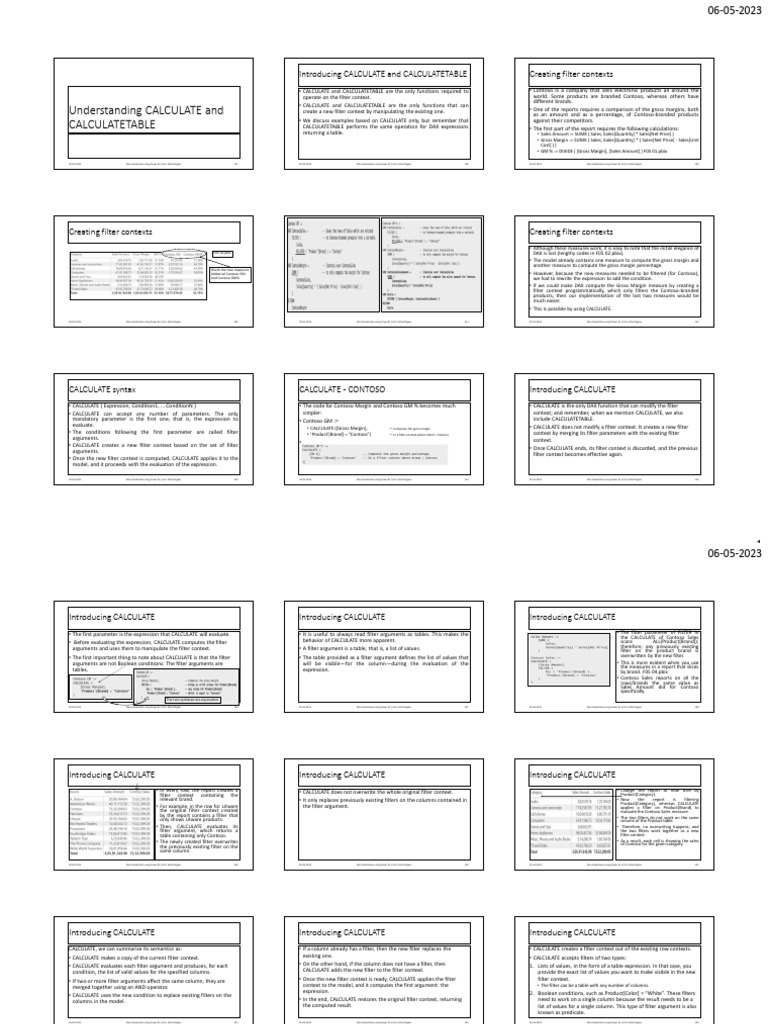Understanding Calculate | PDF | Gross Margin | Boolean Data Type