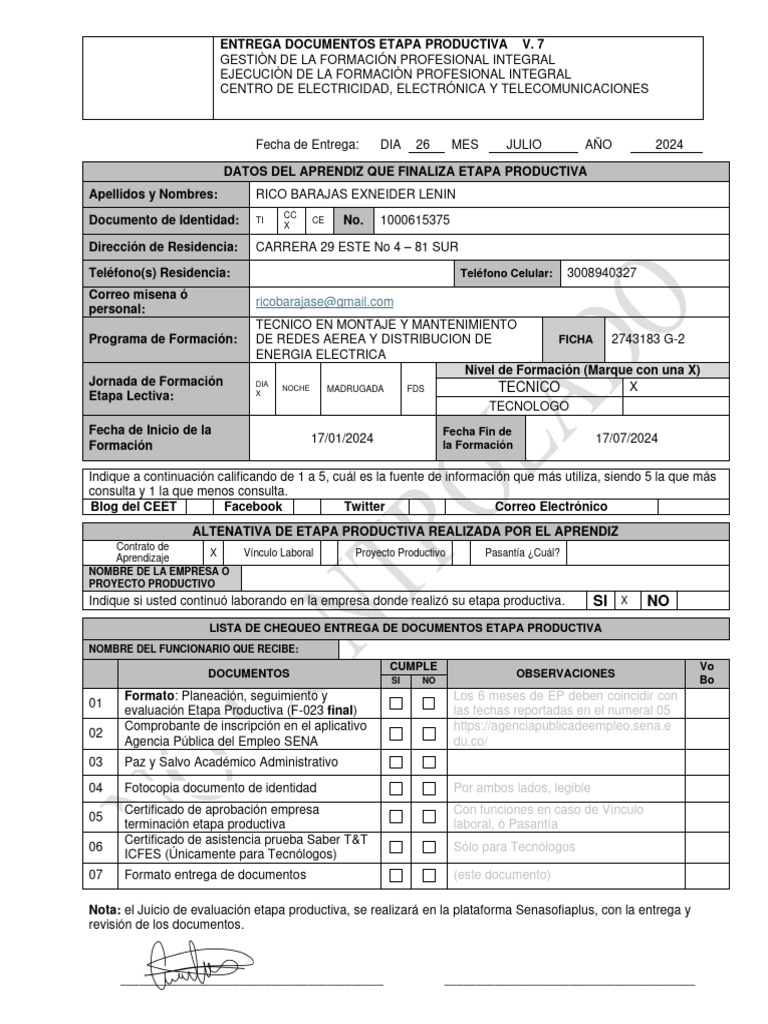 Formato Entrega Documentos EP 2022 | PDF