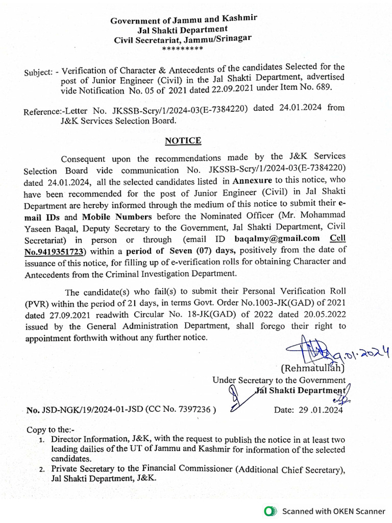 Notification 1 | PDF