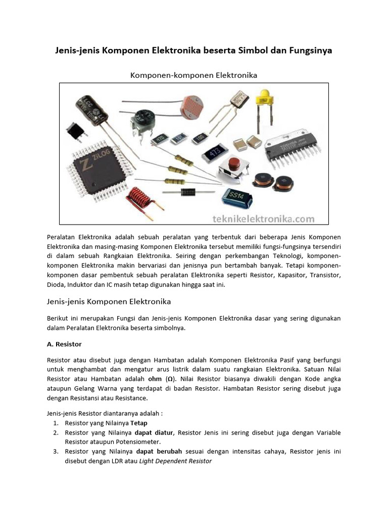 Komponen Elektronika: Simbol & Fungsi | PDF | Sains & Matematika