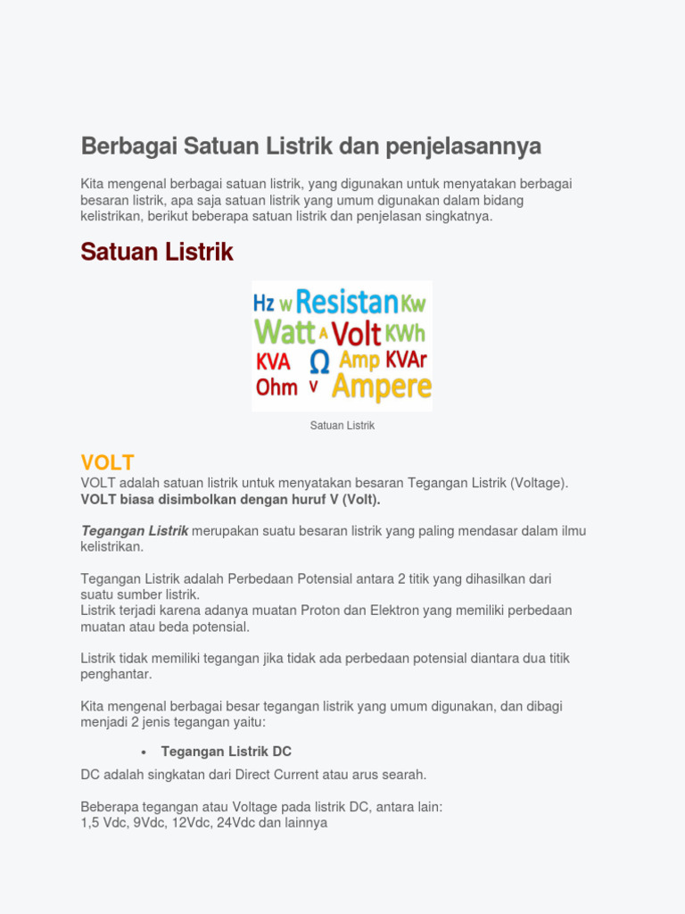 Satuan Listrik | PDF