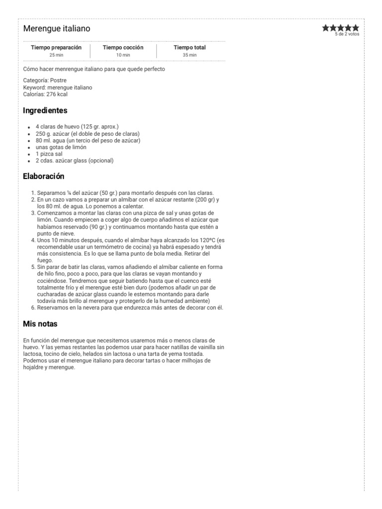 Merengue italiano - Orielo's Kitchen®. Recetas sin lactosa. | PDF Merengue italiano - Orielo's Kitchen®. Recetas sin lactosa. | PDF