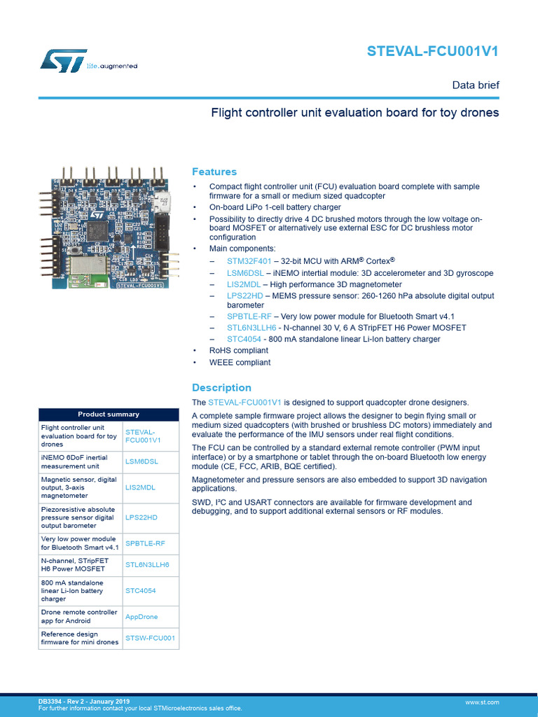 Steval-Fcu001v1 Drone Schematic | PDF | Inertial Navigation System | Magnetometer