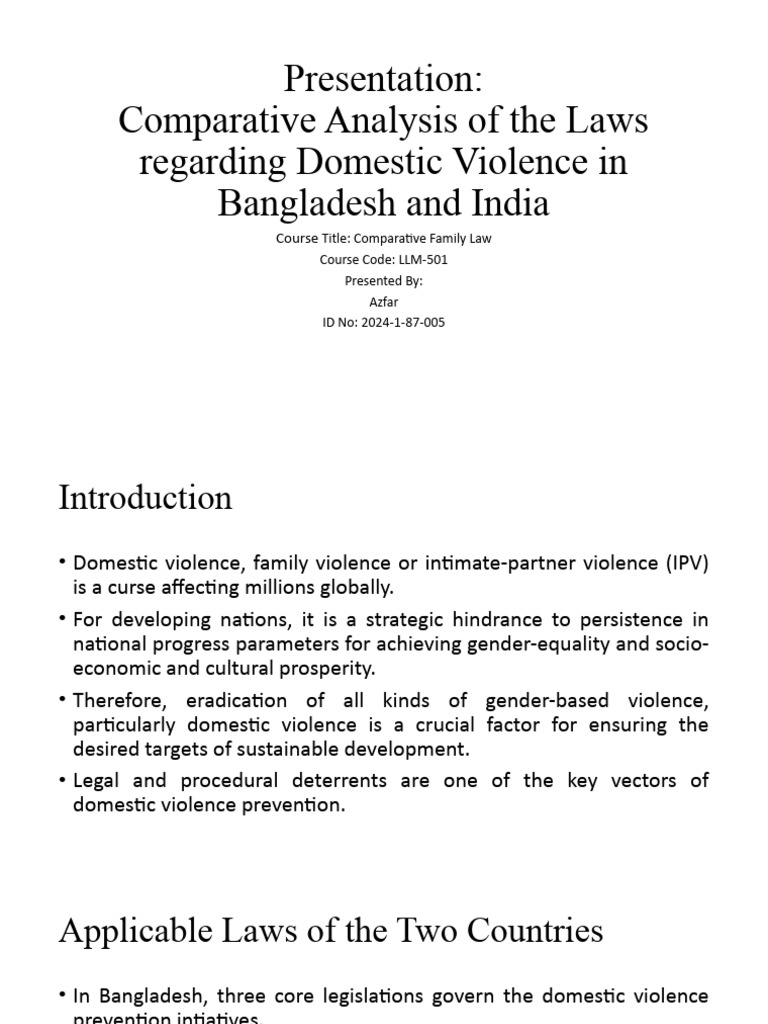 Presentation- Azfar LLM-501 Comparative Family Law | PDF | Magistrate | Domestic Violence