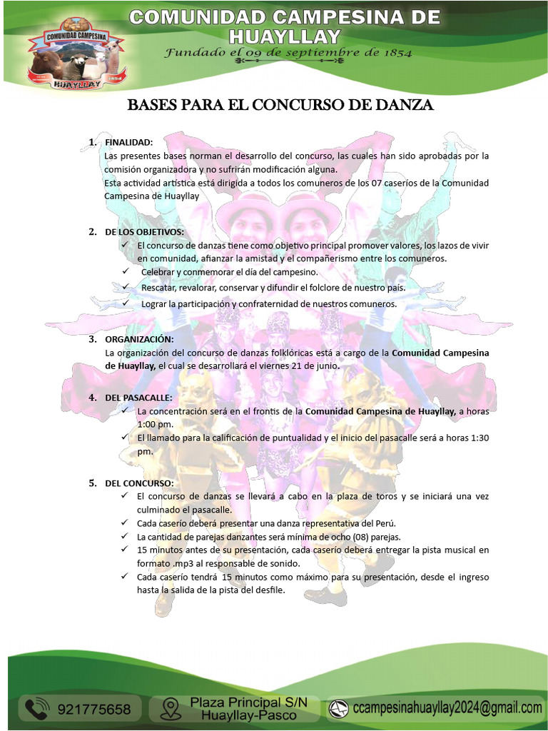 Bases de Concurso de Danzas Folkloricas 2024 | PDF