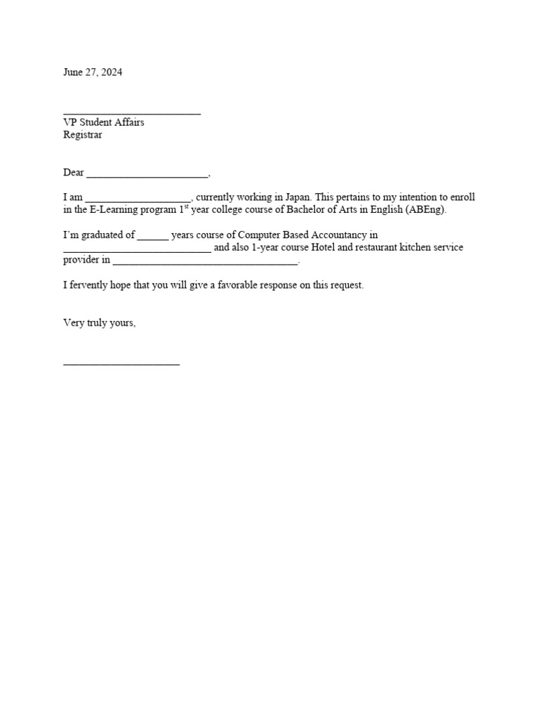 Formal Letter To Request | PDF