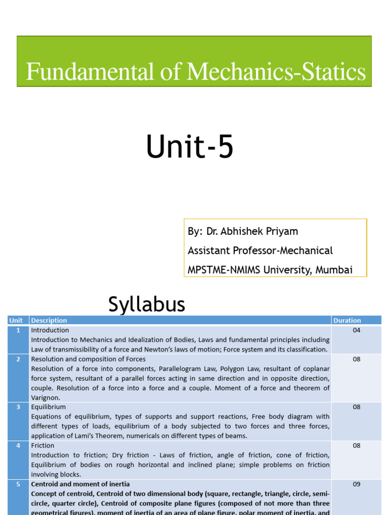 FMS- Unit-5 | PDF | Force | Mechanics