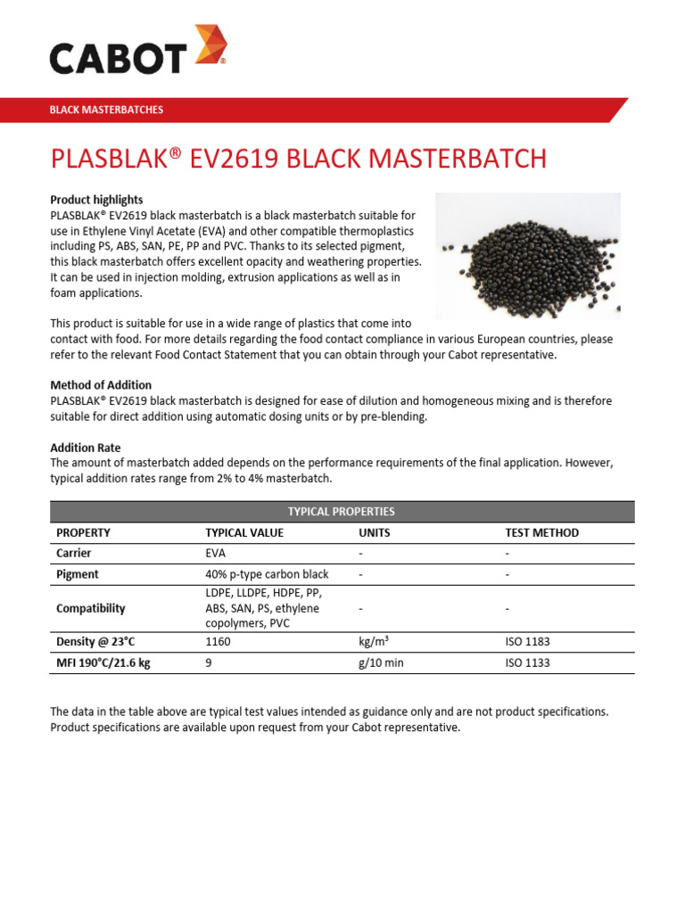 Datasheet-PLASBLAK-EV2619pdf | PDF | Chemical Substances | Amorphous Solid