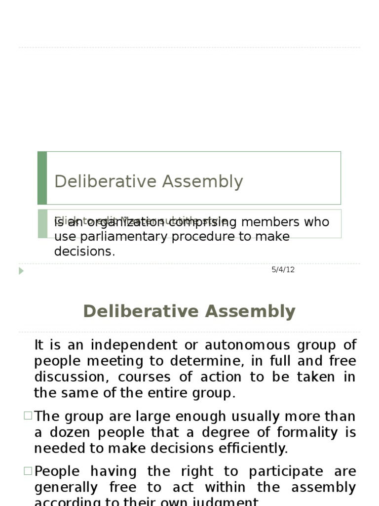 Understanding Deliberative Assemblies | PDF