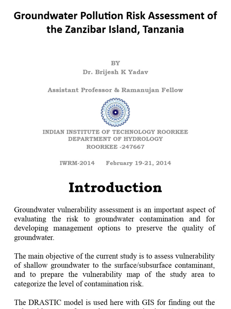 Groundwater Pollution Risk in Zanzibar | PDF | Groundwater | Aquifer