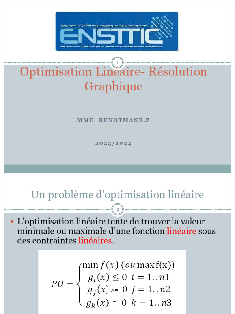 Cours 3 | PDF | Optimisation mathématique | Optimisation linéaire