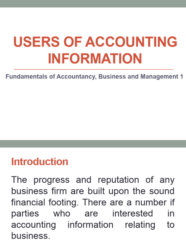 Users of Accounting Information Explained | PDF | Credit | Finance ...