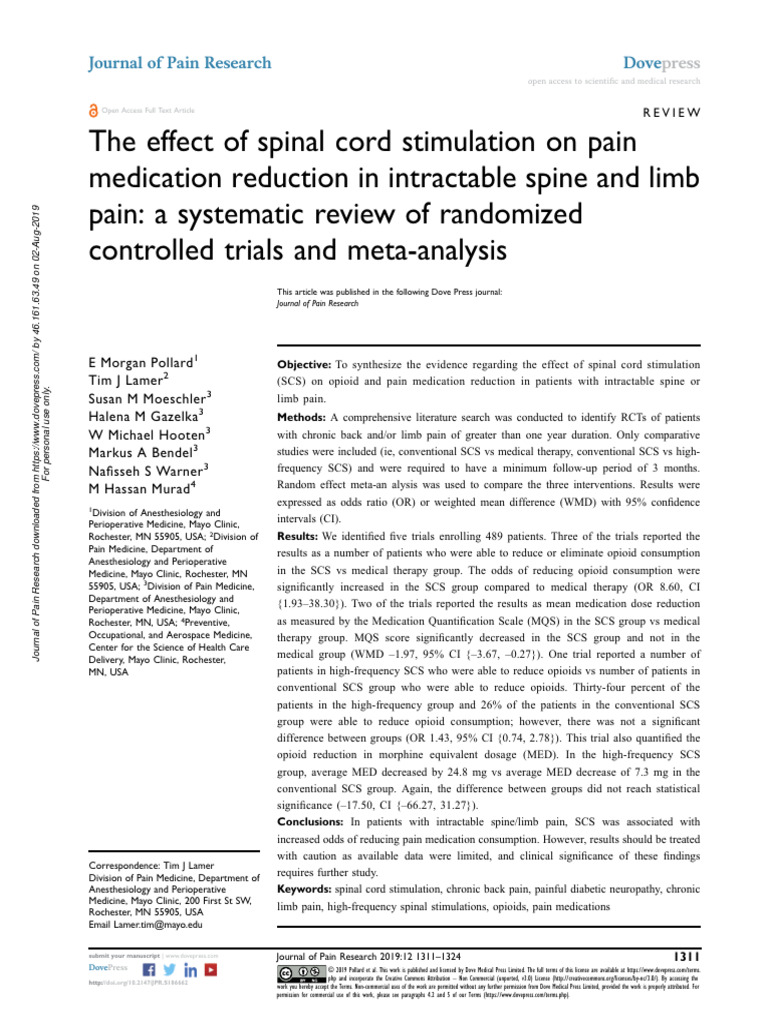 10 2147@JPR S186662 | PDF | Systematic Review | Pain