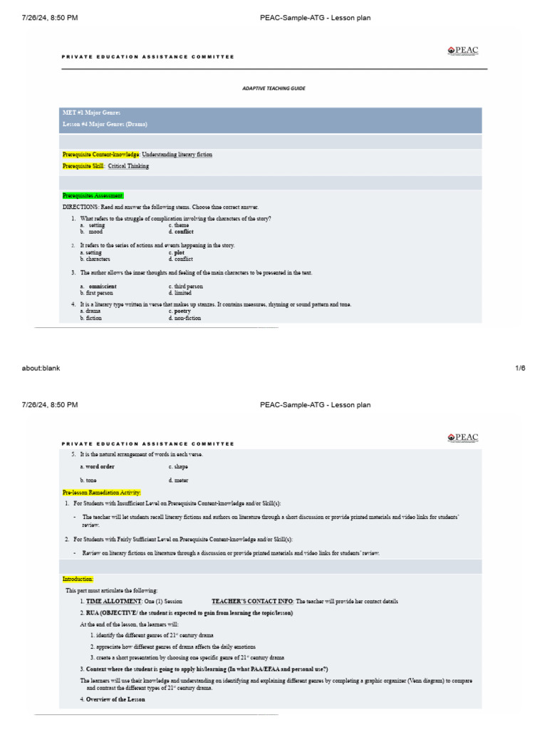 - Lesson plan | PDF | Genre | Lesson Plan
