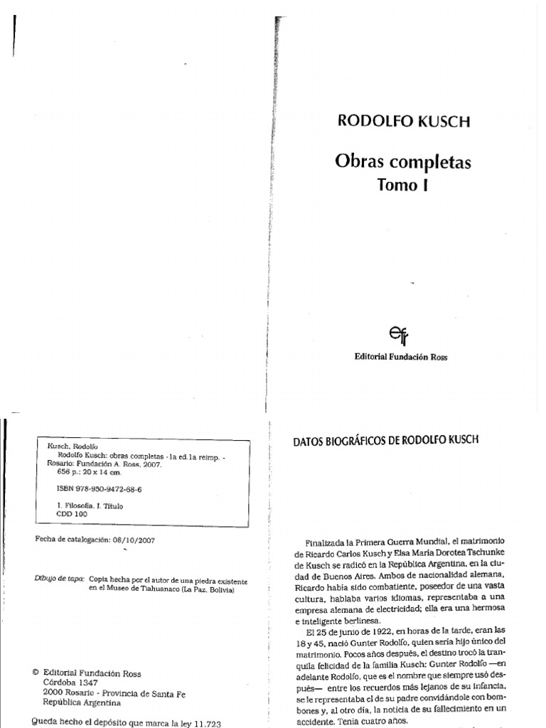 Obras Completas 1-Rodolfo Kusch | PDF