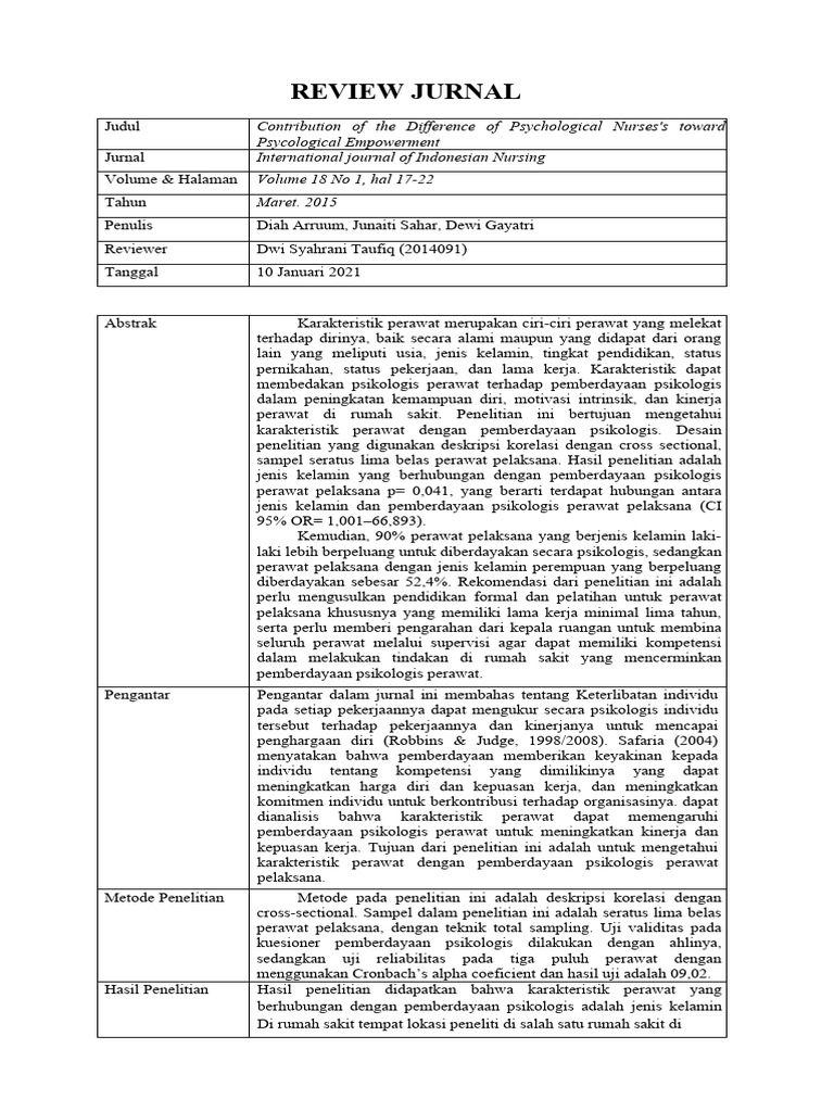 Review Jurnal Dwi Syahrani Taufiq | PDF