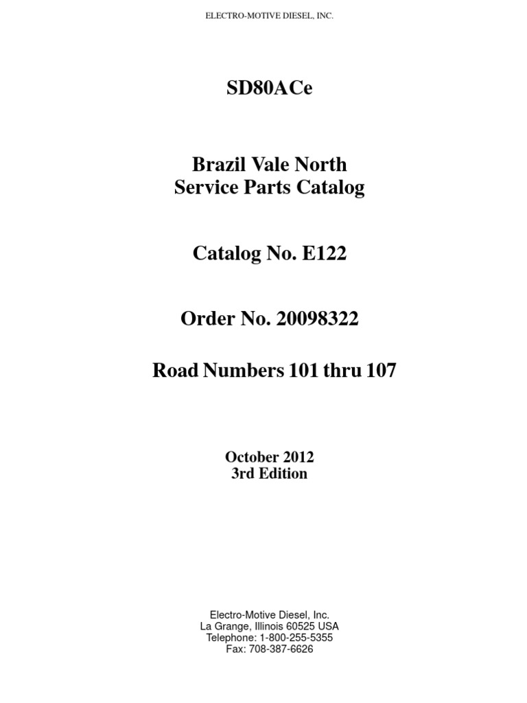 Vale E122 Sd80ace Parts Cat - 3ed - Sept2012 | PDF | Propulsion | Engines
