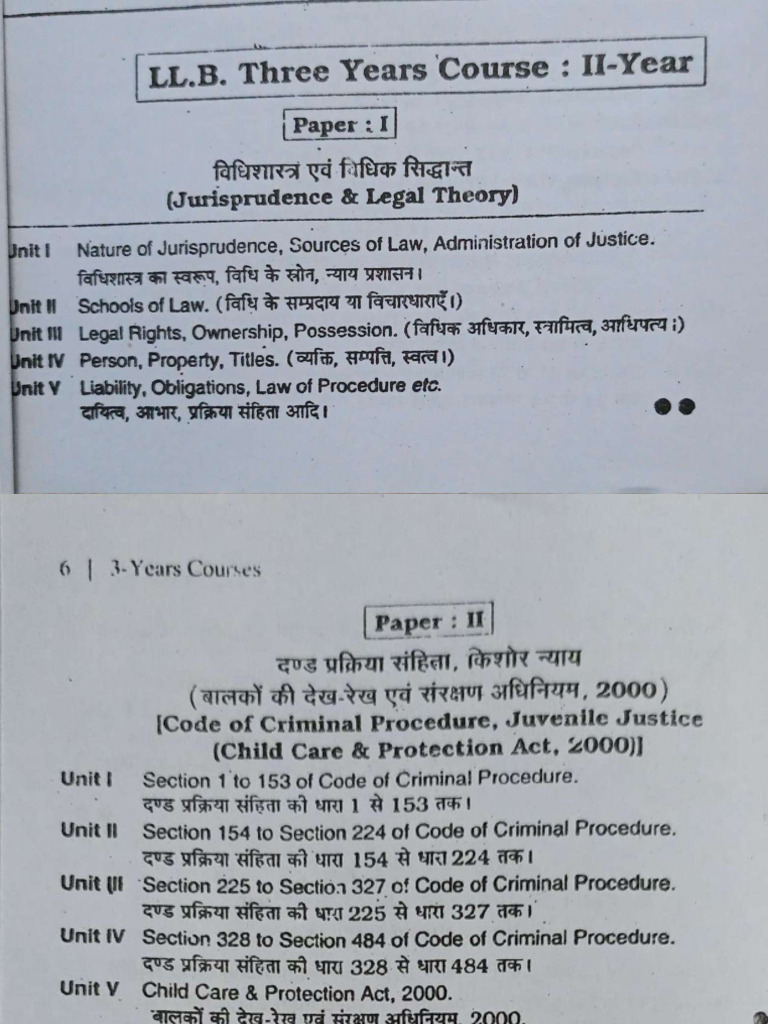 LLB 2ND Year Syllabus | PDF